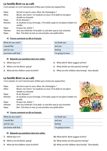 Au café et au resto | Teaching Resources