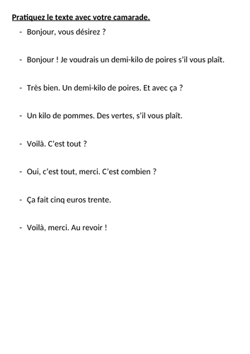 Au marché | Teaching Resources