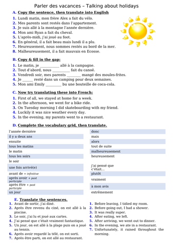 Mes vacances passées | Teaching Resources