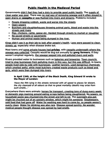 Medieval Public Health | Teaching Resources