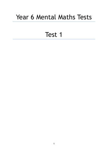 Year 6 Mental Maths Tests | Teaching Resources