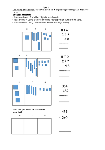 Year 3 Subtraction plans and sheets | Teaching Resources