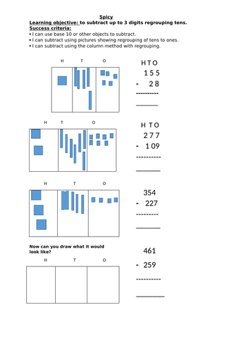 Year 3 Subtraction plans and sheets | Teaching Resources