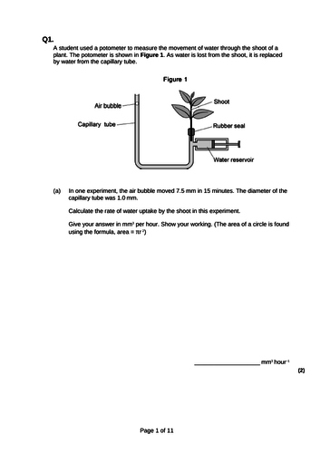 RESPIROMETERS AND POTOMETERS - A LEVEL BIOLOGY | Teaching Resources
