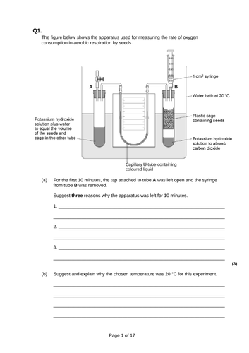 RESPIROMETERS AND POTOMETERS - A LEVEL BIOLOGY | Teaching Resources