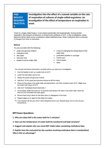 AQA A LEVEL BIOLOGY RESPIRATION FULL UNIT OF WORK BUNDLE | Teaching ...