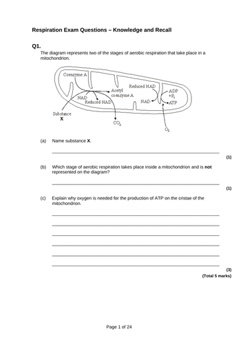AQA A LEVEL BIOLOGY RESPIRATION FULL UNIT OF WORK BUNDLE | Teaching ...