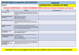 EDUQAS GCSE Music Student Composition Log 2018 -2019. | Teaching Resources