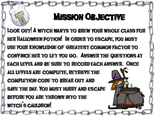 Halloween Escape Room Math: Greatest Common Factor Game (4th 5th 6th ...