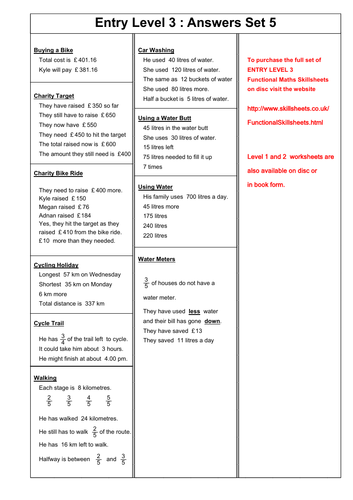 Functional Maths Entry Level 3 Set 5 | Teaching Resources
