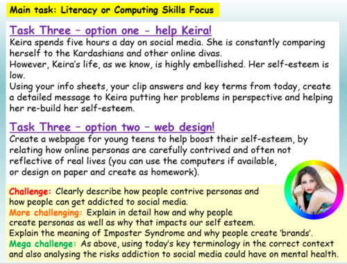 Social Media + Self-Esteem PSHE | Teaching Resources