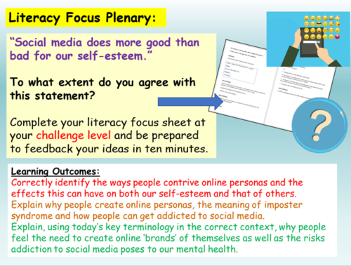 Social Media + Self-Esteem PSHE | Teaching Resources