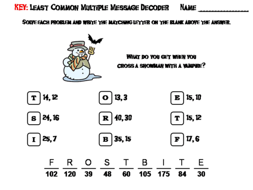 Halloween Math Activity: Least Common Multiple Message Decoder ...