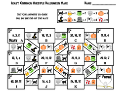 Halloween Math Maze: Least Common Multiple Activity | Teaching Resources