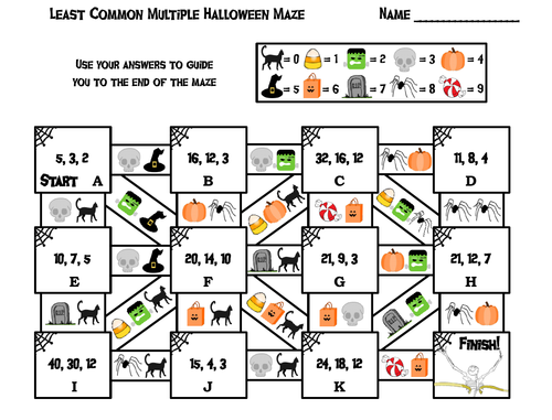 Halloween Math Maze: Least Common Multiple Activity | Teaching Resources