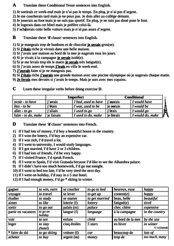 The Conditional Tense in French | Teaching Resources