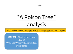 A POISON TREE by William Blake (EDEXCEL) | Teaching Resources