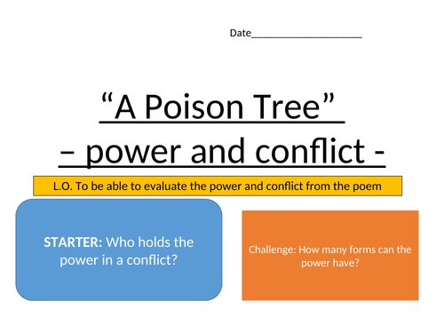 A POISON TREE by William Blake (EDEXCEL) | Teaching Resources