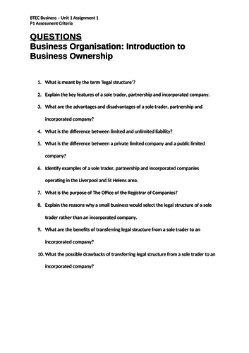 L3 BTEC Business (2016 Spec) Unit 1 Exploring Business P1 - Features of ... L3 BTEC Business (2016 Spec) Unit 1 Exploring Business P1 - Features of ...