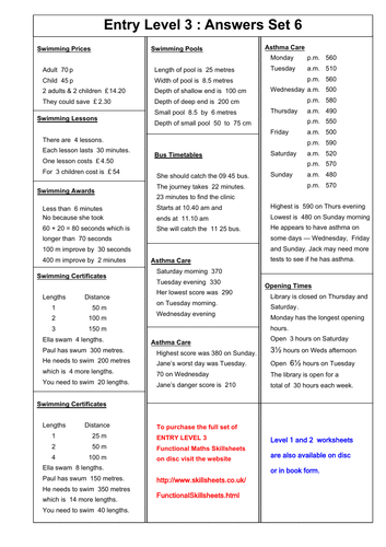 Functional Maths Entry Level 3 Set 6 | Teaching Resources
