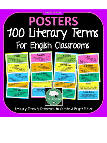Literary Terms & Vocabulary for English Classrooms x100 Frieze ...