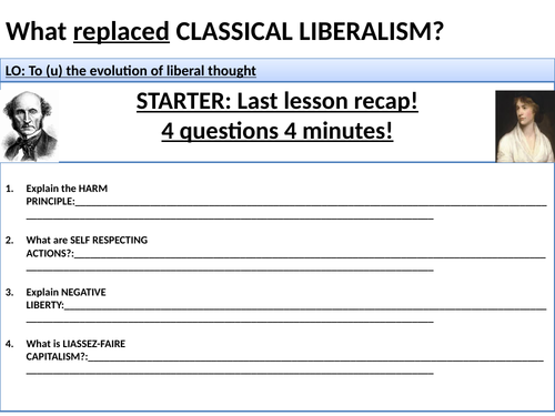 A Level Politics EDEXCEL Core Political Ideas Liberalism | Teaching ...