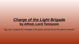 Charge Of The Light Brigade by Alfred, Lord Tennyson | Teaching Resources