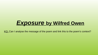 Exposure by Wilfred Owen Lesson | Teaching Resources