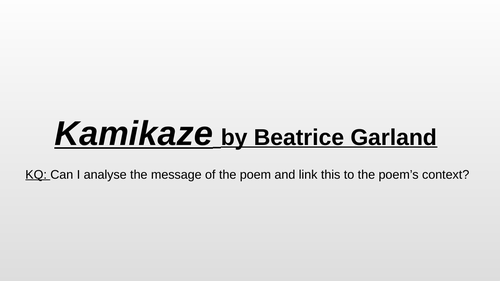 Kamikaze by Beatrice Garland Lesson | Teaching Resources
