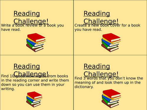 Reading Challenge Cards | Teaching Resources