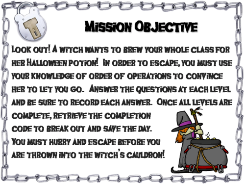 Halloween Escape Room Math: Order of Operations Game (4th 5th 6th 7th ...