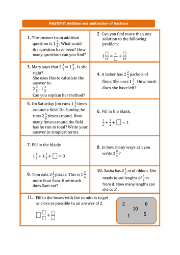 Fractions Year 6 Block 3 Week 9 | Teaching Resources
