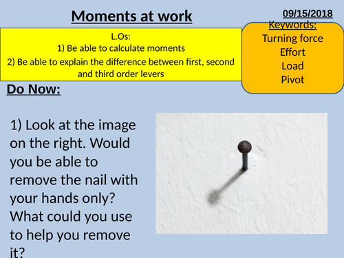 P8.4 Moments at work (AQA) | Teaching Resources