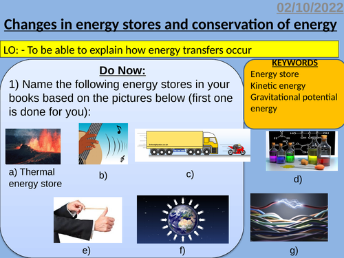 P1.1 Changes in energy stores and P1.2 Conservation of energy (AQA ...