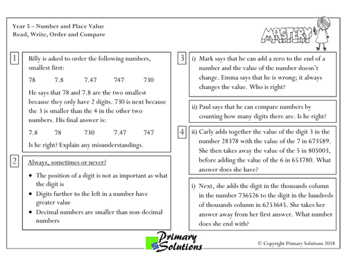 Mastery Maths - Year 5 Reasoning - Number and Place Value | Teaching ... Mastery Maths - Year 5 Reasoning - Number and Place Value | Teaching ...