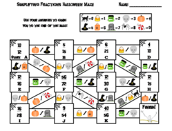 Halloween Math Maze: Simplifying Fractions Activity | Teaching Resources