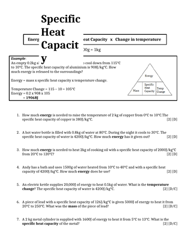 Specific Heat Capacity | Teaching Resources