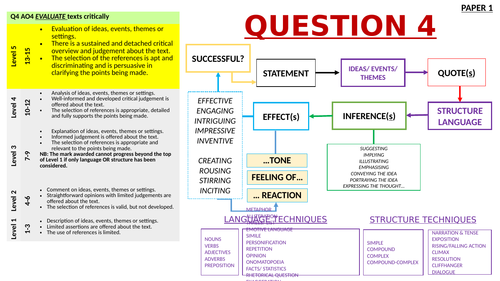 EDEXCEL ENGLISH LANGUAGE COMPONENT 1 QUESTION 3 & 4 | Teaching Resources