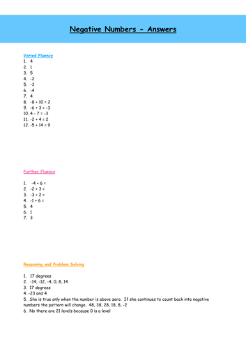 White Rose Year 6 Place Value - Negative Numbers | Teaching Resources White Rose Year 6 Place Value - Negative Numbers | Teaching Resources