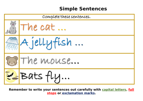 Writing /Extending Simple Sentences - Active Learning | Teaching Resources