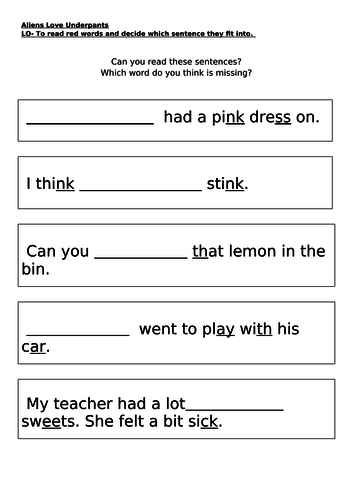 Aliens Love Underpants | Teaching Resources