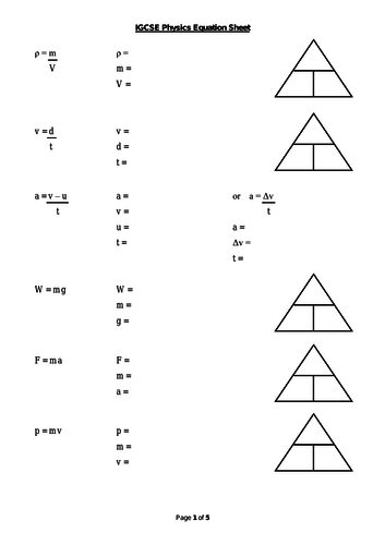 IGCSE Physics Equation Sheet (or Formula Sheet) | Teaching Resources IGCSE Physics Equation Sheet (or Formula Sheet) | Teaching Resources