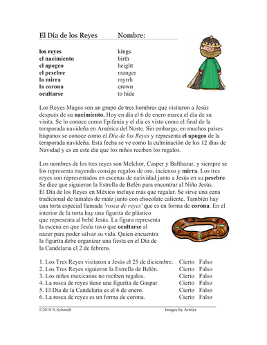 El Día de los Reyes Lectura - Three Kings Day Spanish Reading / Rosca ...