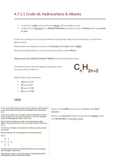 AQA GCSE Chemistry (9-1) | 4.7.1.1 Crude oil, Hydrocarbons & Alkanes ...