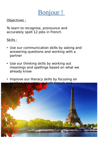 LES METIERS - POWERPOINT AND PUPIL WORKSHEET | Teaching Resources