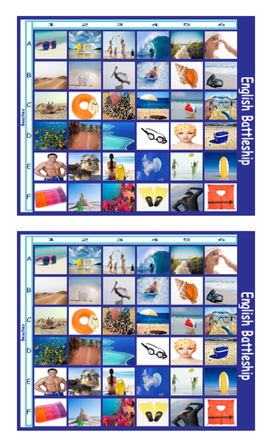 Beach Things and Activities Legal Size Photo Battleship Game | Teaching ...
