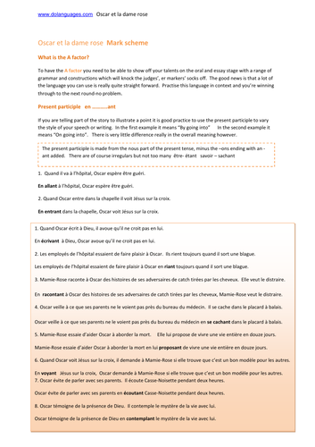 Oscar et la dame rose-Eric Emmanuel Schmidt for IB and advanced reading ...