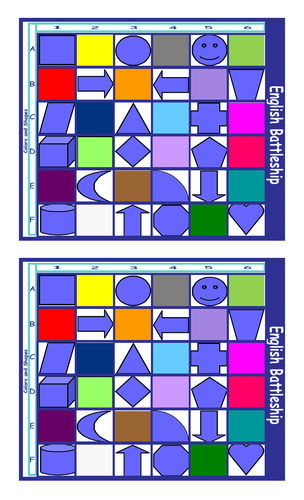 Colors and Shapes Legal Size Photo Battleship Game | Teaching Resources