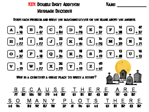 Double Digit Addition With and Without Regrouping Halloween Math ...
