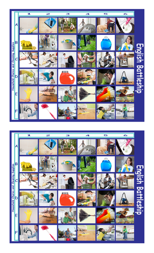 Household Chores and Cleaning Supplies Legal Size Photo Battleship Game ...